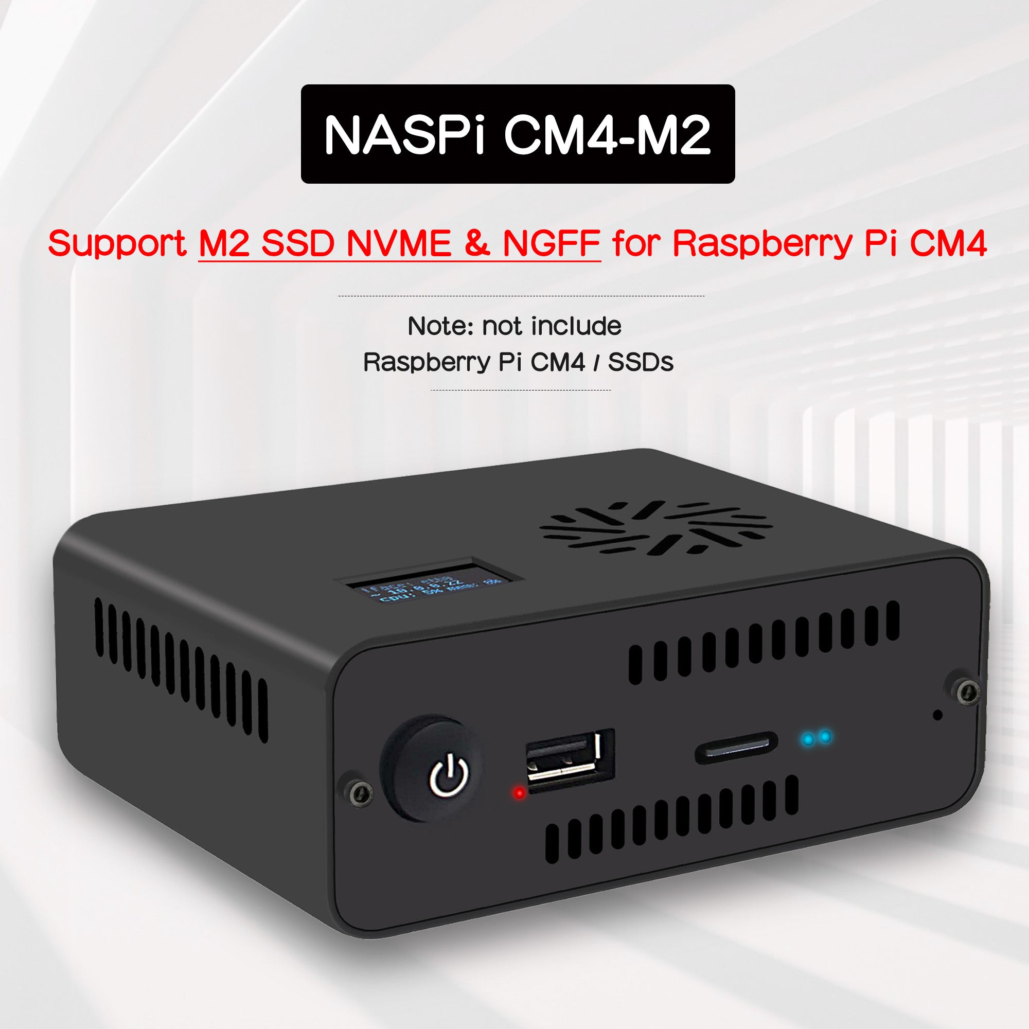 Geekworm NASPi CM4-M2 SATA&NVMe SSD NAS Kit for Raspberry Pi Compute M