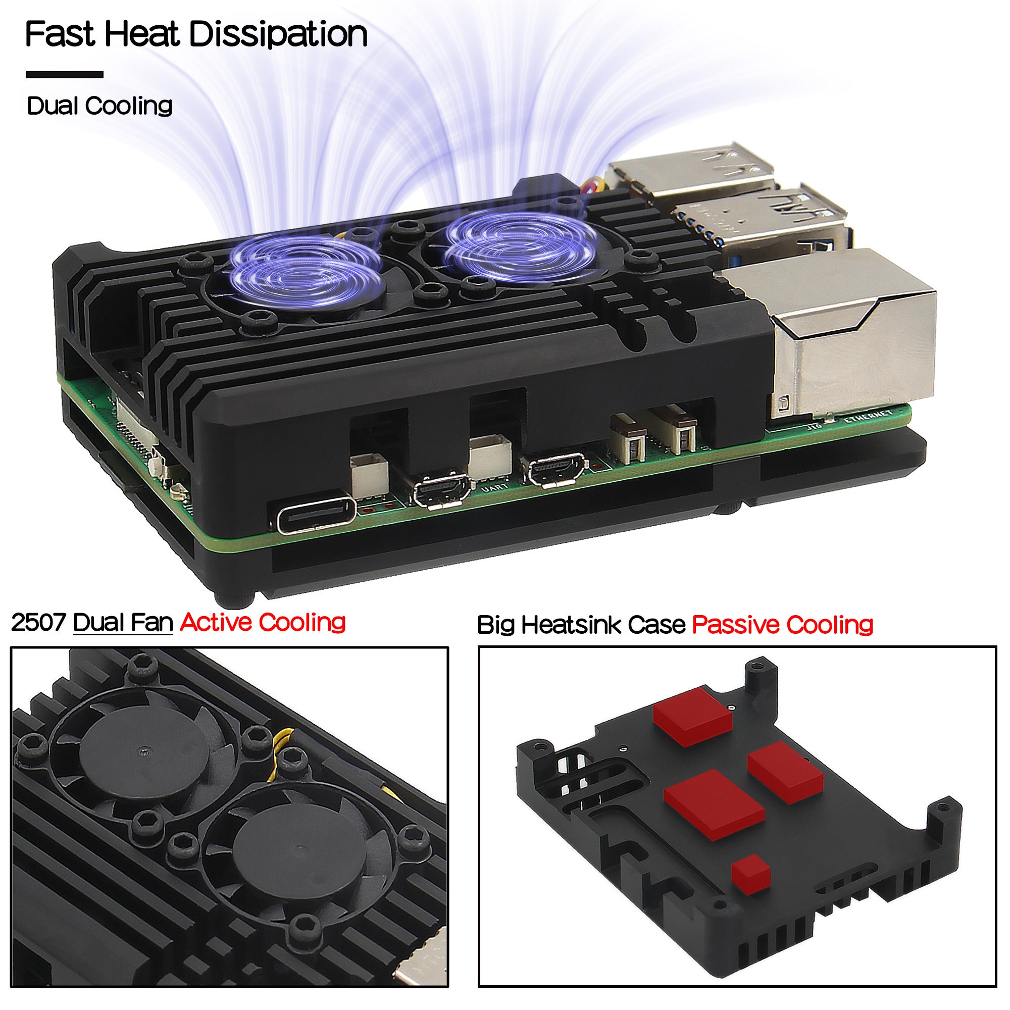 Geekworm Raspberry Pi 5 Armor Case with PWM Cooling Fan(P511)