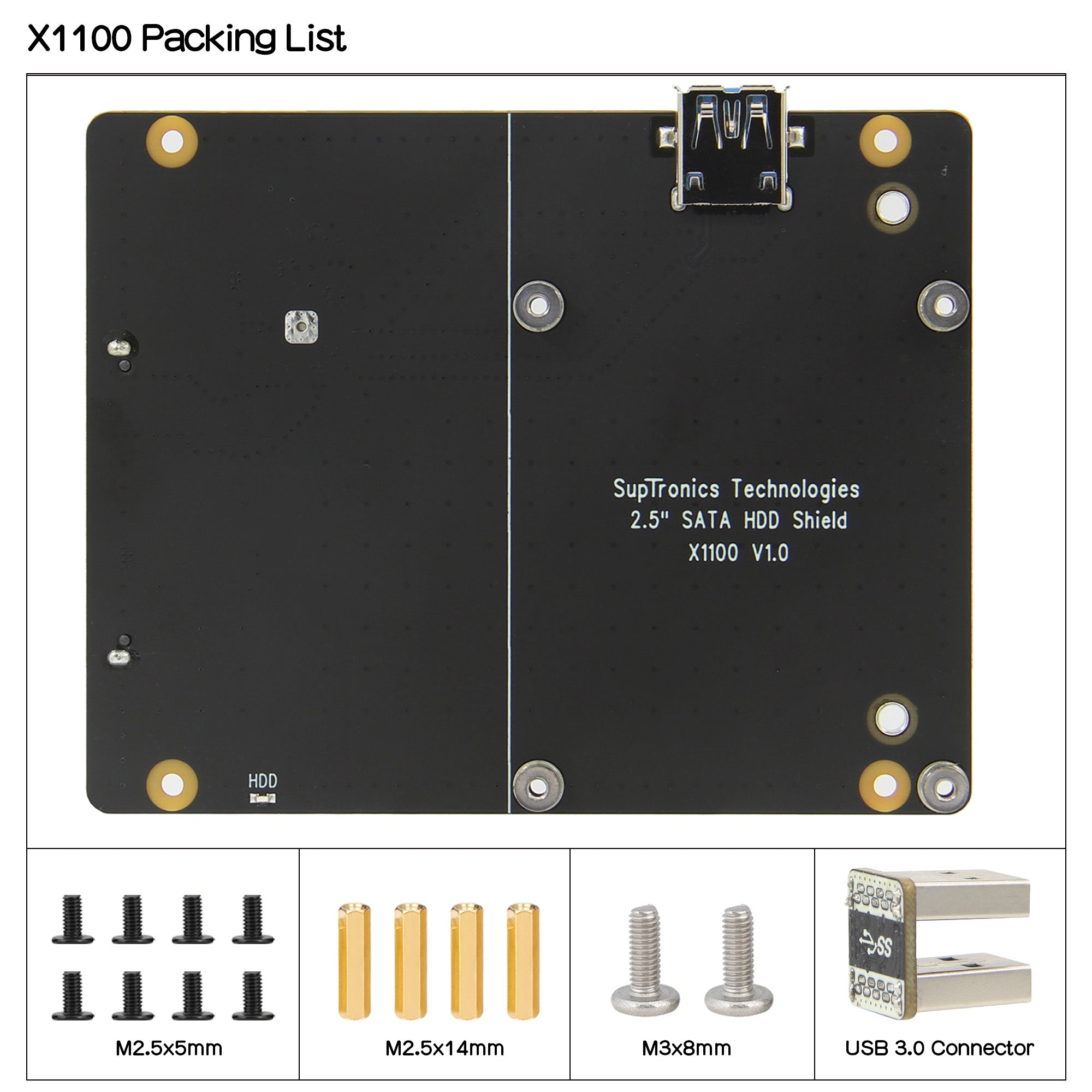 Geekworm X1100 2.5" SATA HDD/SSD Shield for Raspberry Pi 5