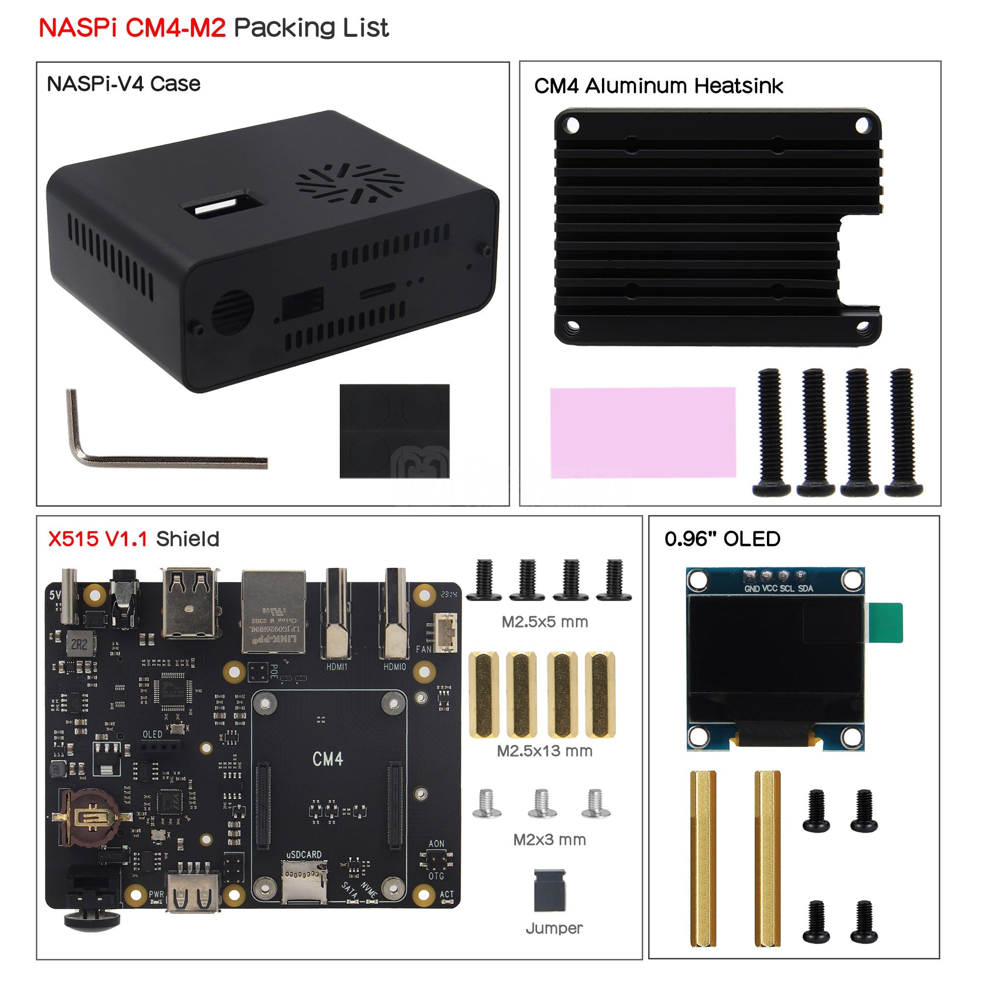 Geekworm NASPi CM4-M2 SATA&NVMe SSD NAS Kit for Raspberry Pi Compute M