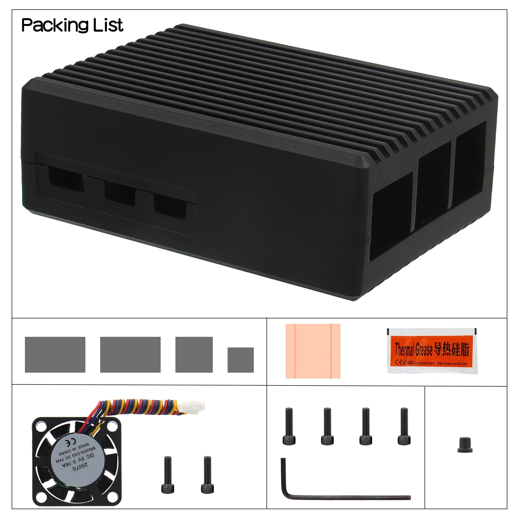 Geekworm Raspberry Pi 5 Aluminum Passive Cooling Case with Cooling Fan