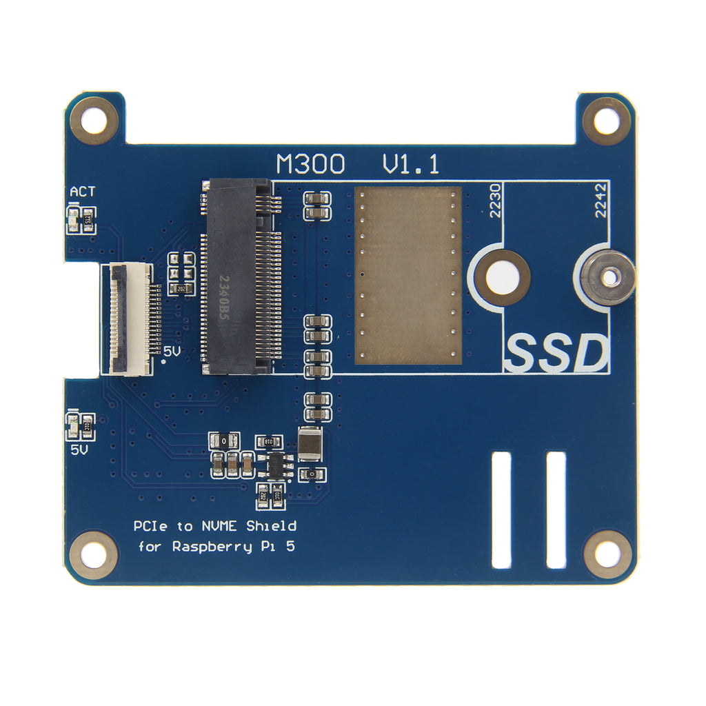 Geekworm M300 PCIe to M.2 Key-M NVMe SSD Shield TOP for Raspberry Pi 5