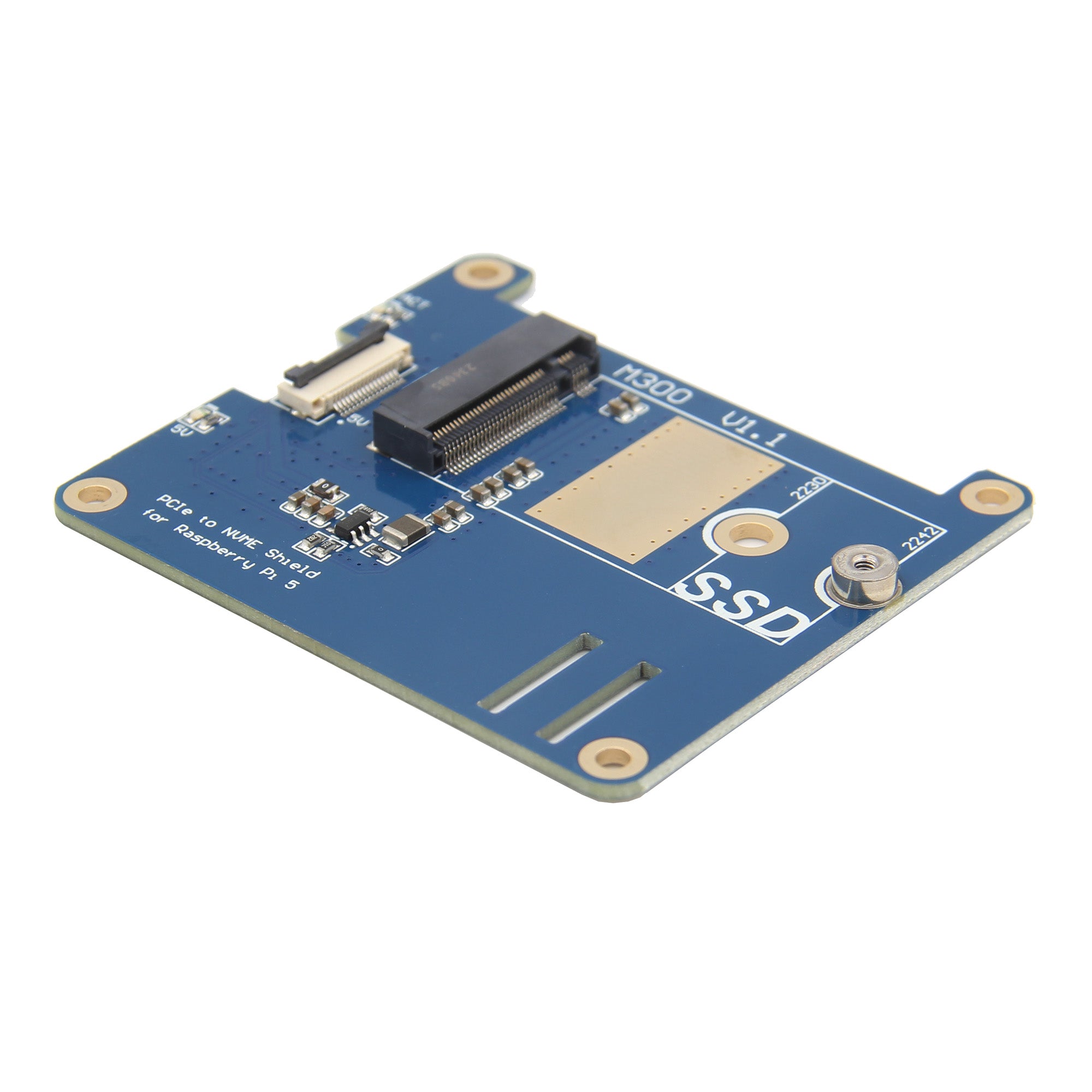 Geekworm M300 PCIe to M.2 Key-M NVMe SSD Shield TOP for Raspberry Pi 5