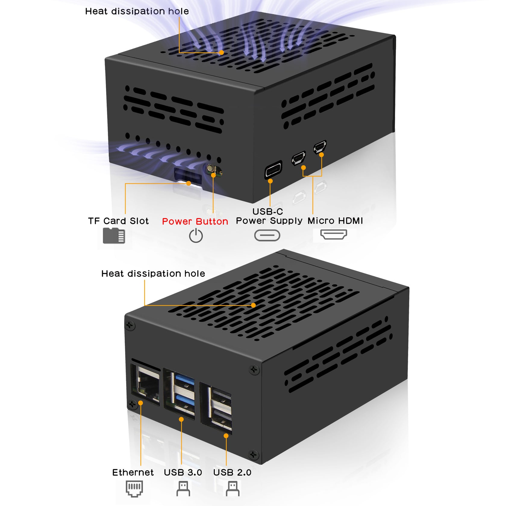 Geekworm P579 Raspberry Pi 5 PCIe Metal Case Compatible with Top M.2 H