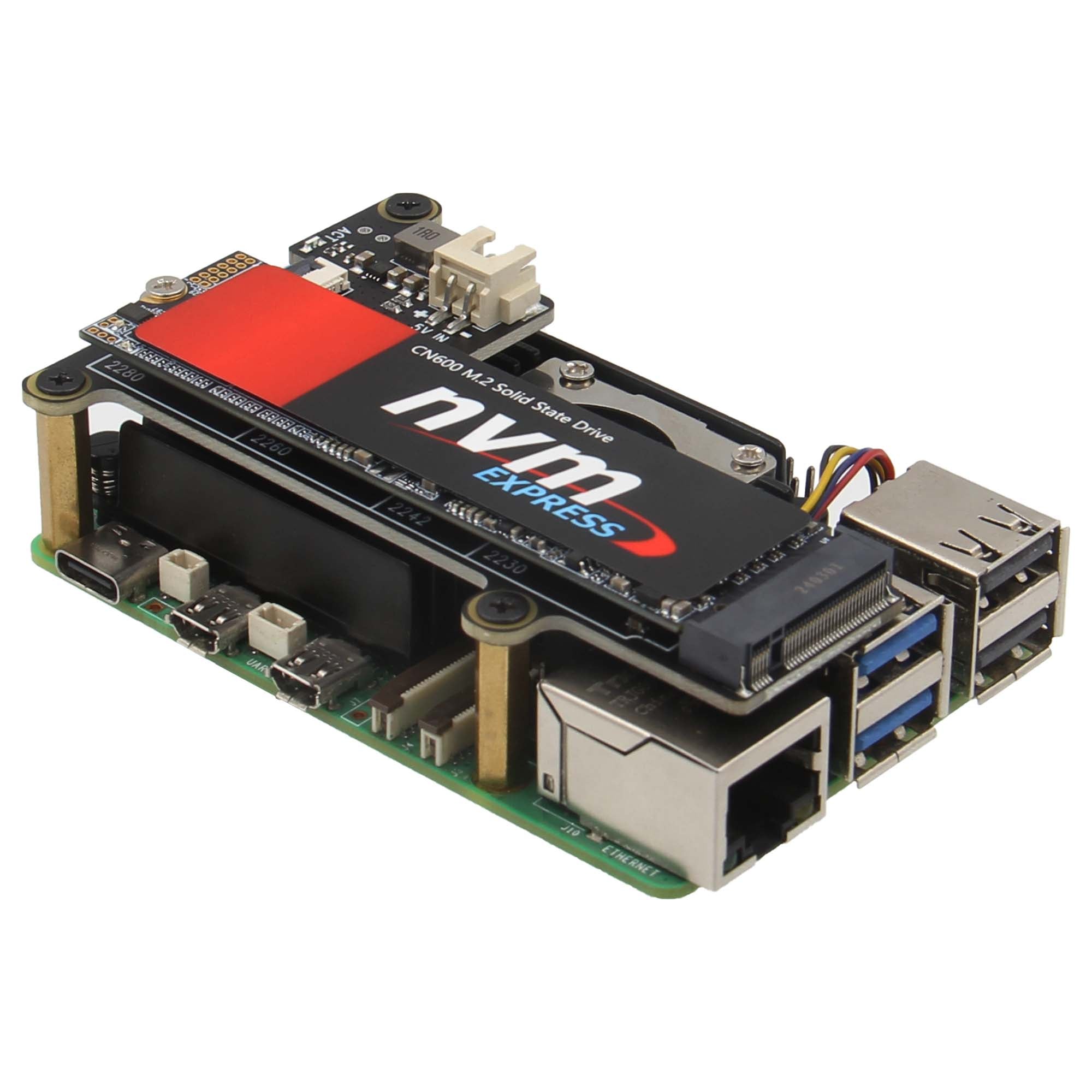 Geekworm X1001 PCIe to M.2 Key-M NVMe SSD PIP TOP for Raspberry Pi 5