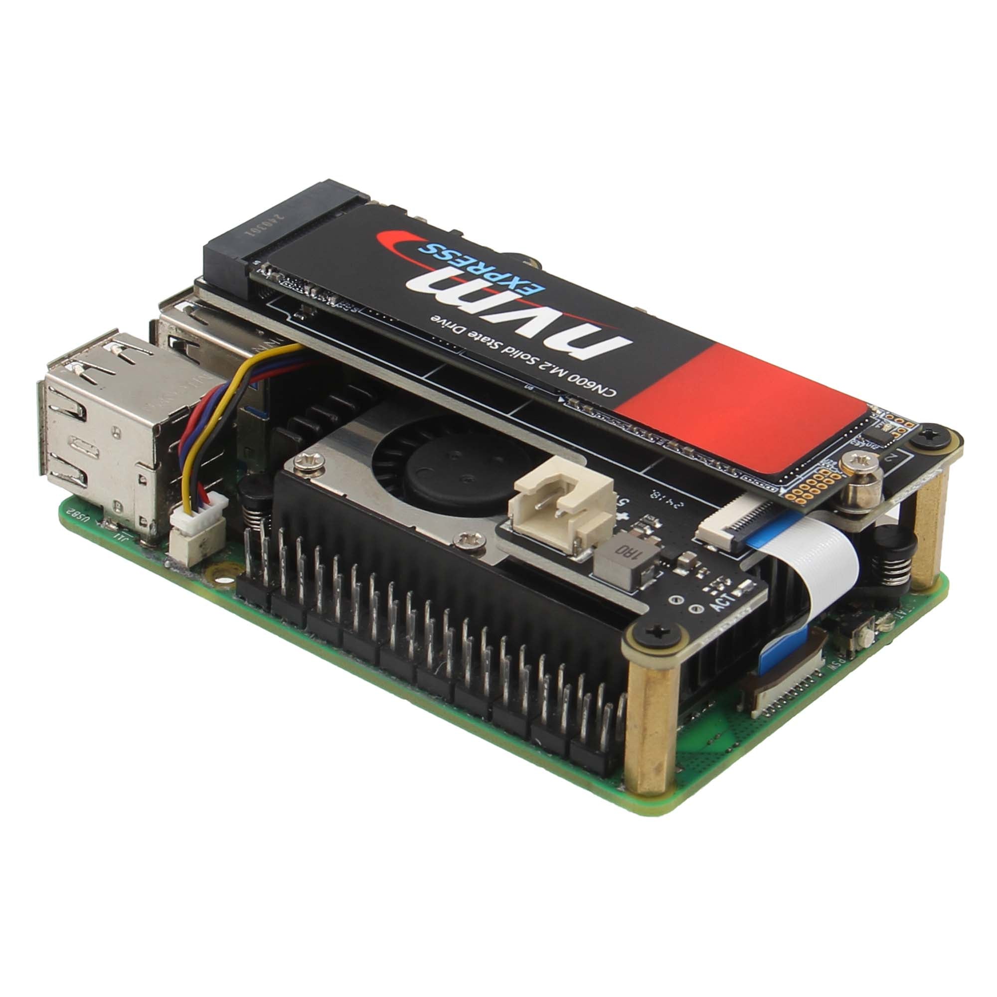 Geekworm X1001 PCIe to M.2 Key-M NVMe SSD PIP TOP for Raspberry Pi 5