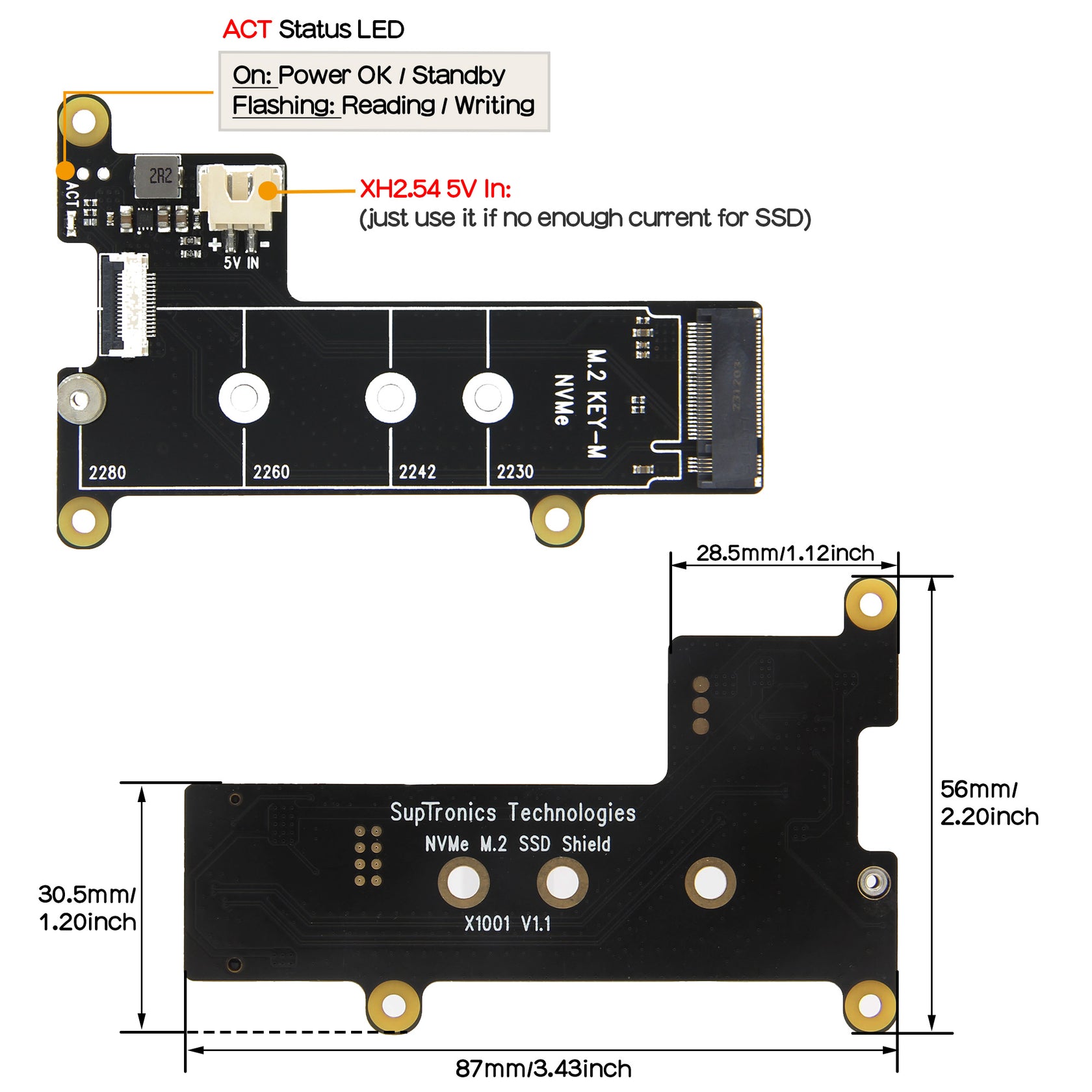 Geekworm X1001 PCIe to M.2 Key-M NVMe SSD PIP TOP for Raspberry Pi 5