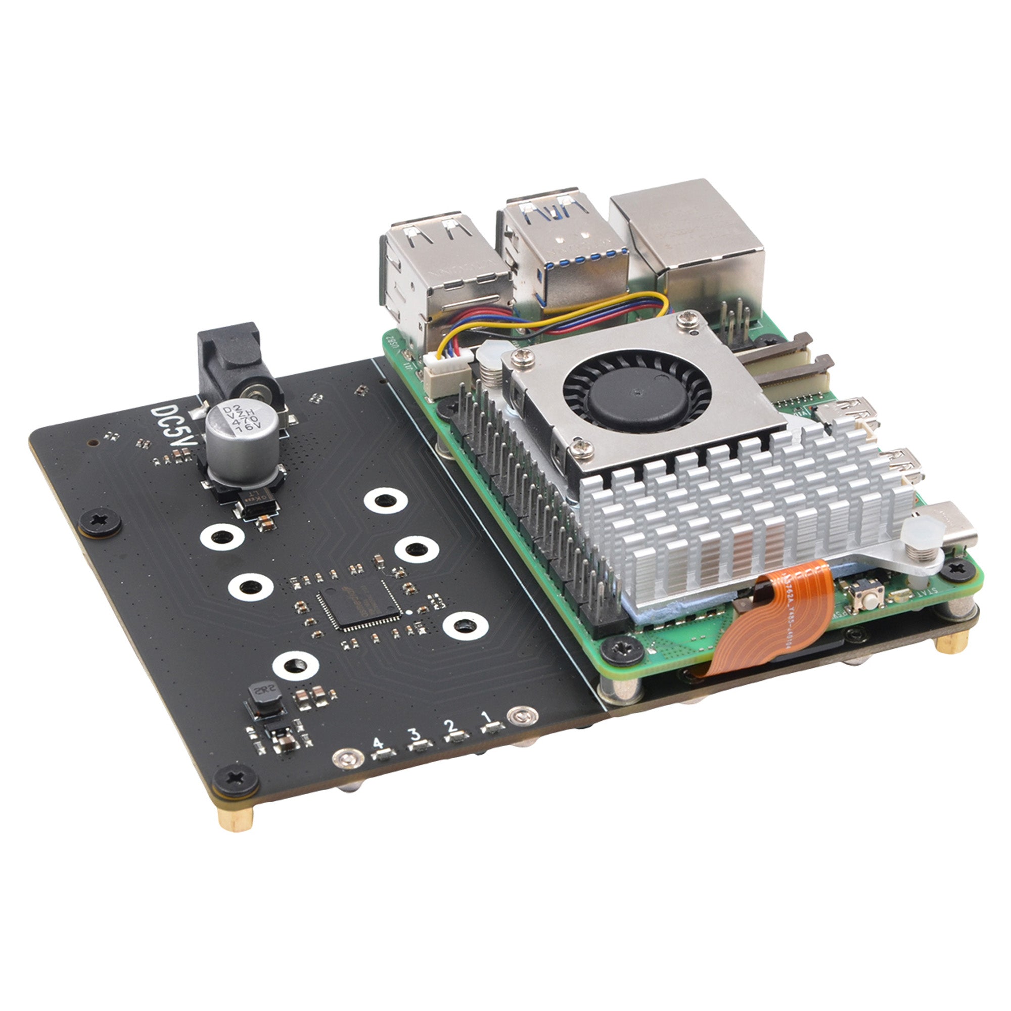 Geekworm X1011 PCIe to Four M.2 NVMe SSD Board for Raspberry Pi 5