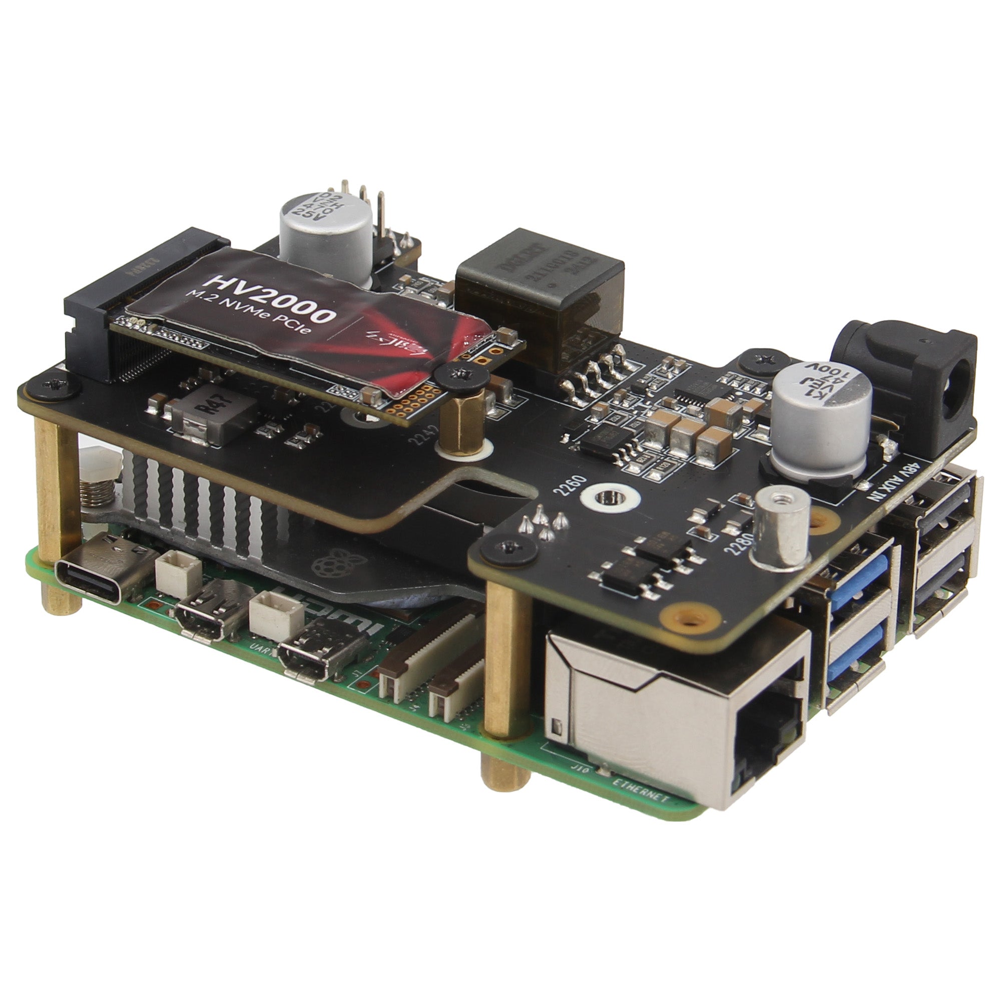 Geekworm X1012 PCIe to NVMe+POE Shield for Raspberry Pi 5
