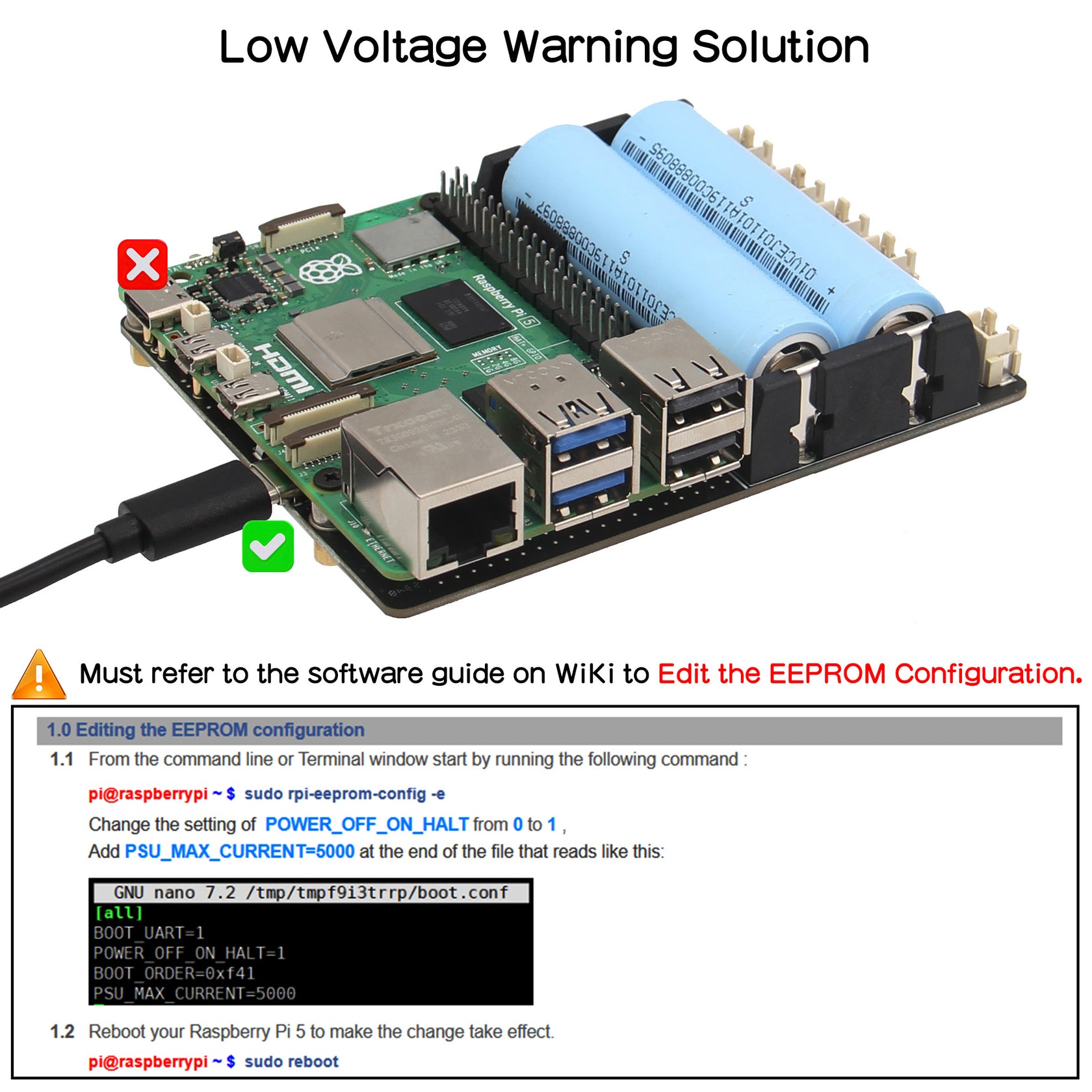 Geekworm X1201 2-Cell 18650 5.1V 5A UPS Shield for Raspberry Pi 5 Seri