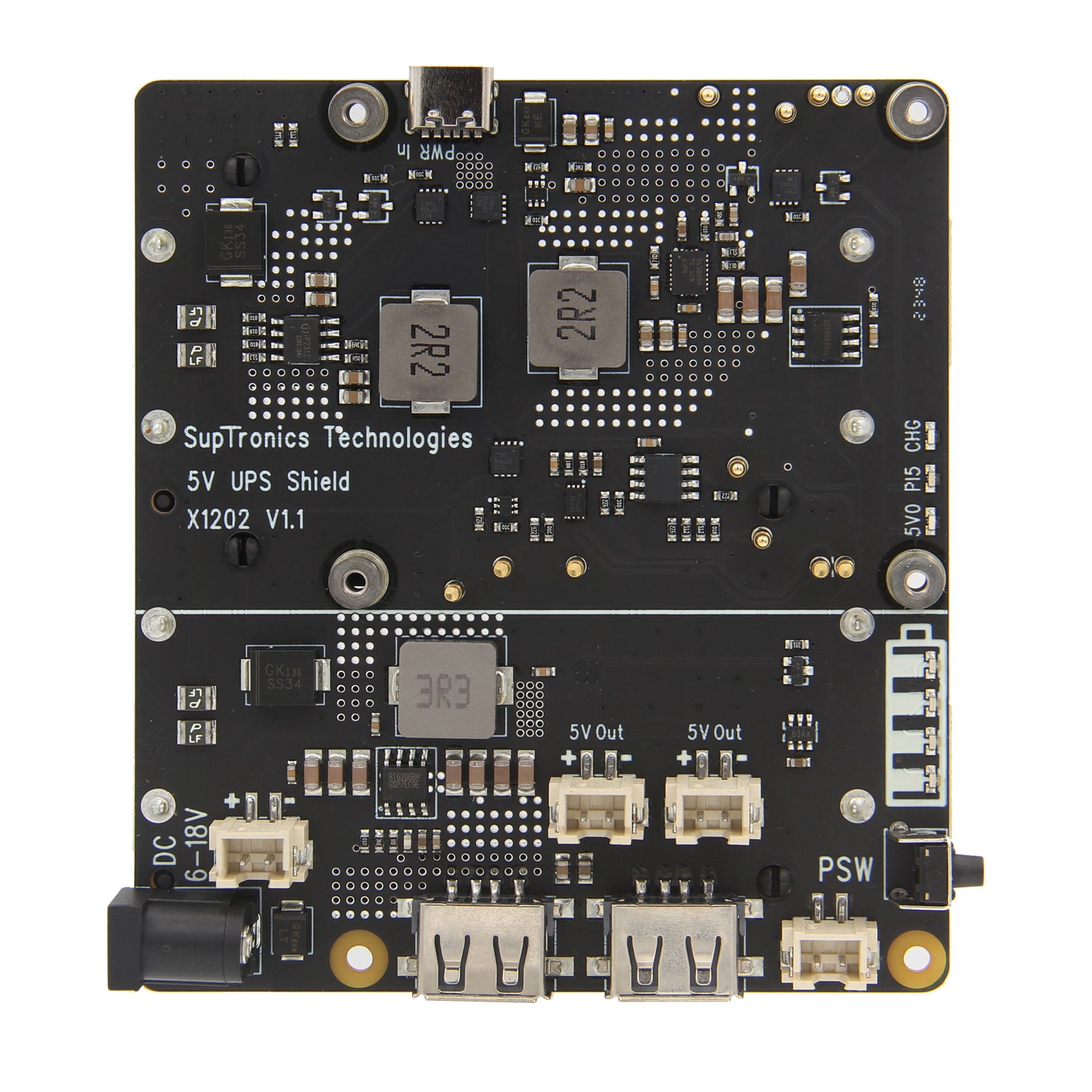 Geekworm X1202 4-Cell 18650 5.1V 5A UPS HAT for Raspberry Pi 5 Series