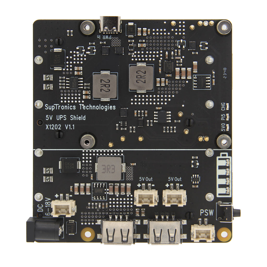 Geekworm X1202 4-Cell 18650 5.1V 5A UPS HAT for Raspberry Pi 5 Series