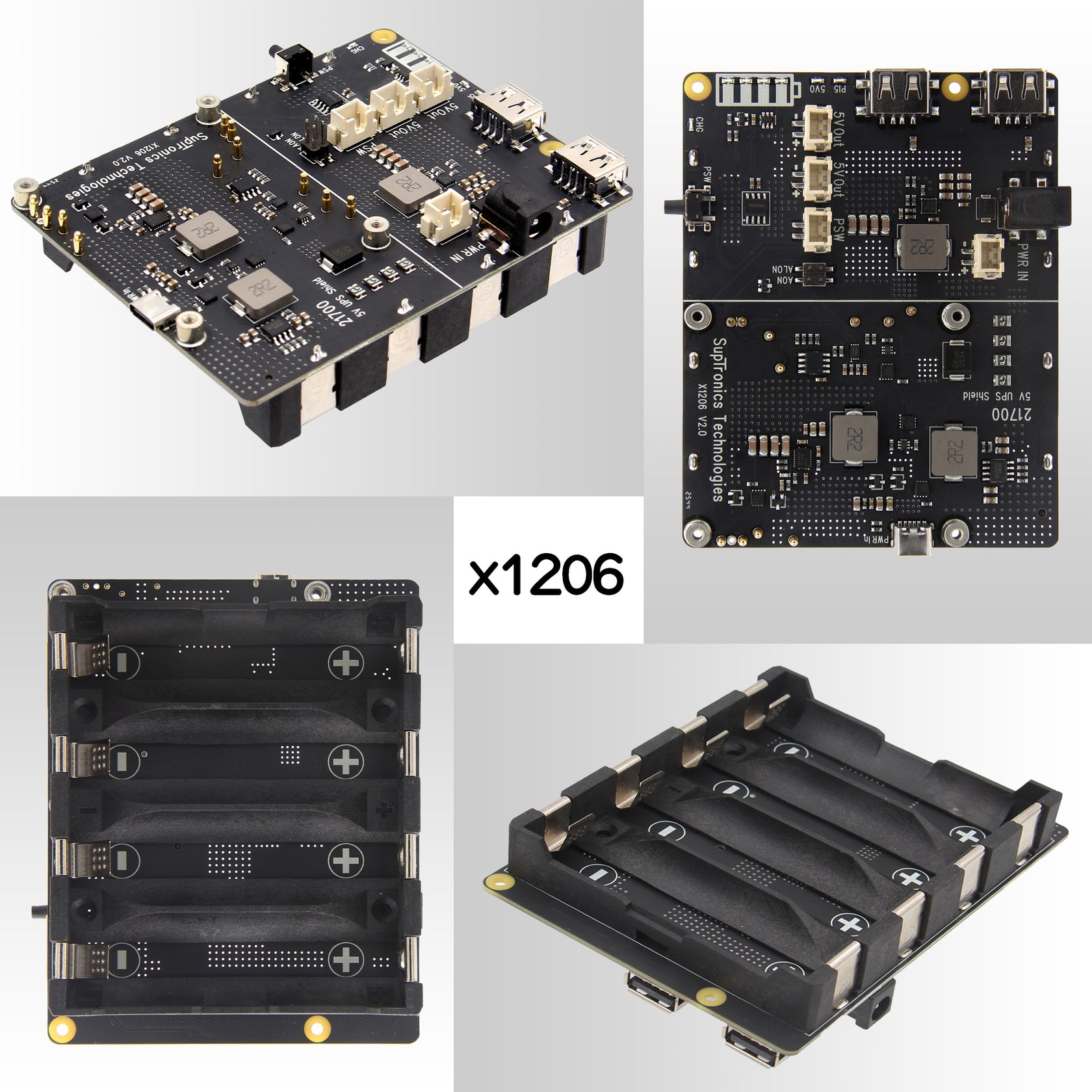 Geekworm X1206 4-Cell 21700 5.1V 6A UPS HAT for Raspberry Pi 5 Series