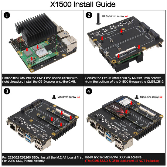 Geekworm X1500 CM5 IO Carrier Board for Raspberry Pi Compute Module 5