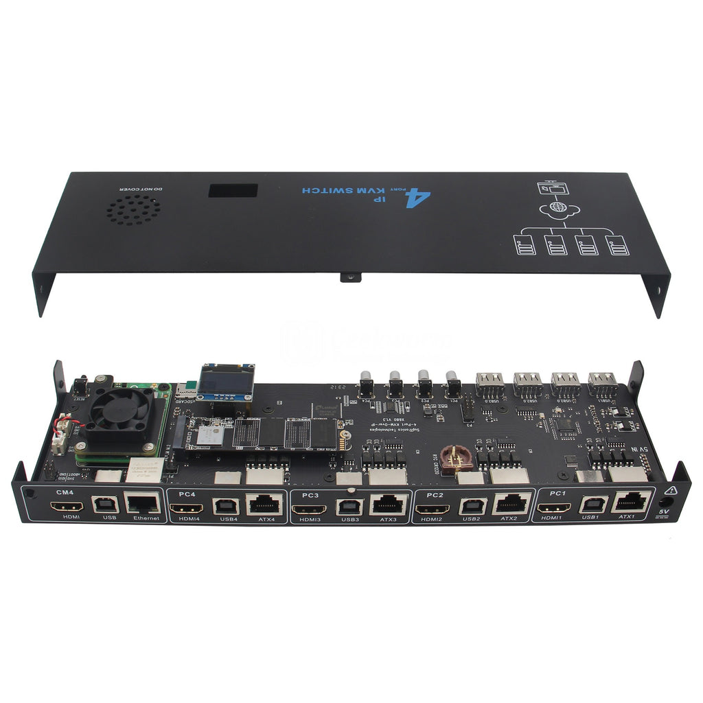 Geekworm X680 4 Port Ip Kvm Switch For Raspberry Pi Compute Module 4c