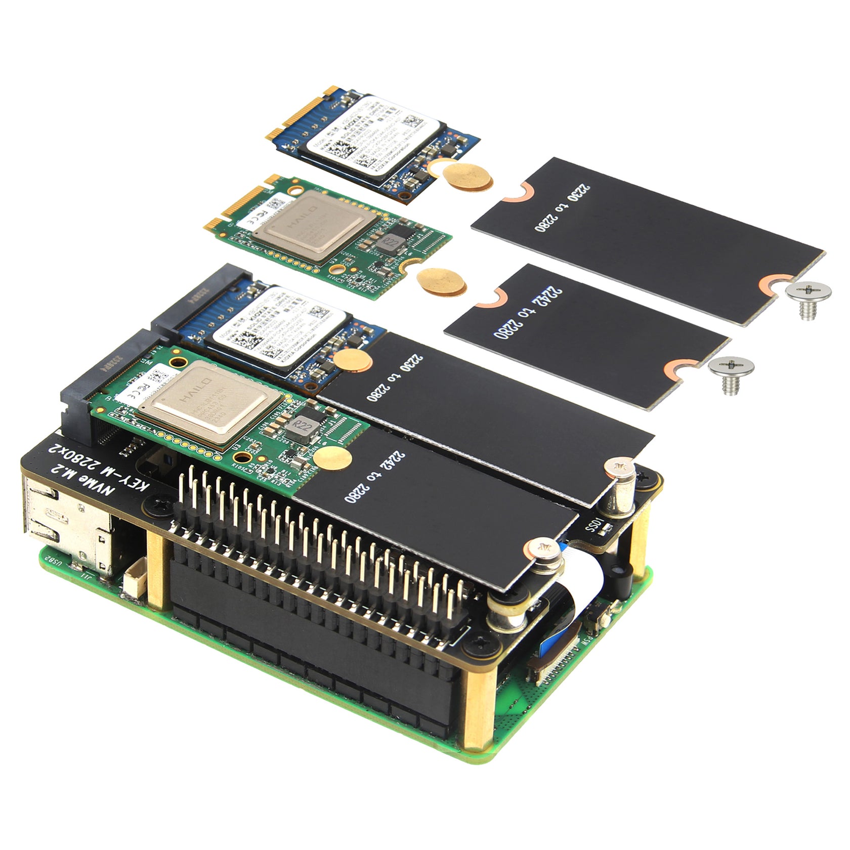 (2 Pack)M.2 NGFF NVMe SSD Length Extend Adapter Bracket 2242 2230 to 2 – Geekworm