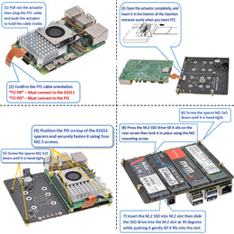 Geekworm X1011 5V PCIe to Four M.2 NVMe SSD Board for Raspberry Pi 5