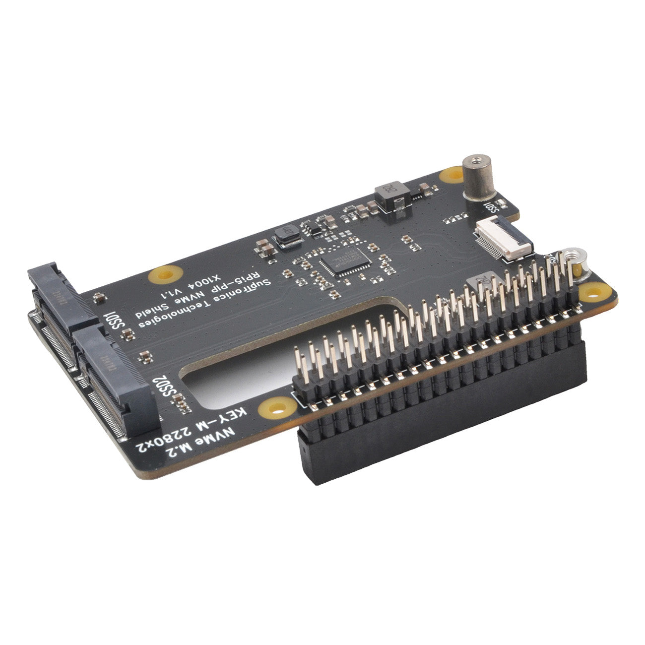 Geekworm X1004 PCIe to Dual 2280 NVMe SSD shield for Raspberry Pi 5