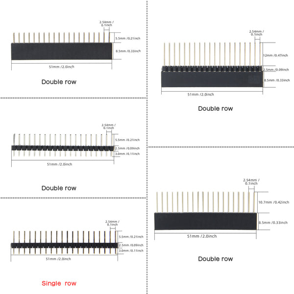 Geekworm Raspberry Pi 2x20 40 Pin GPIO Stacking Header/Extender Kit