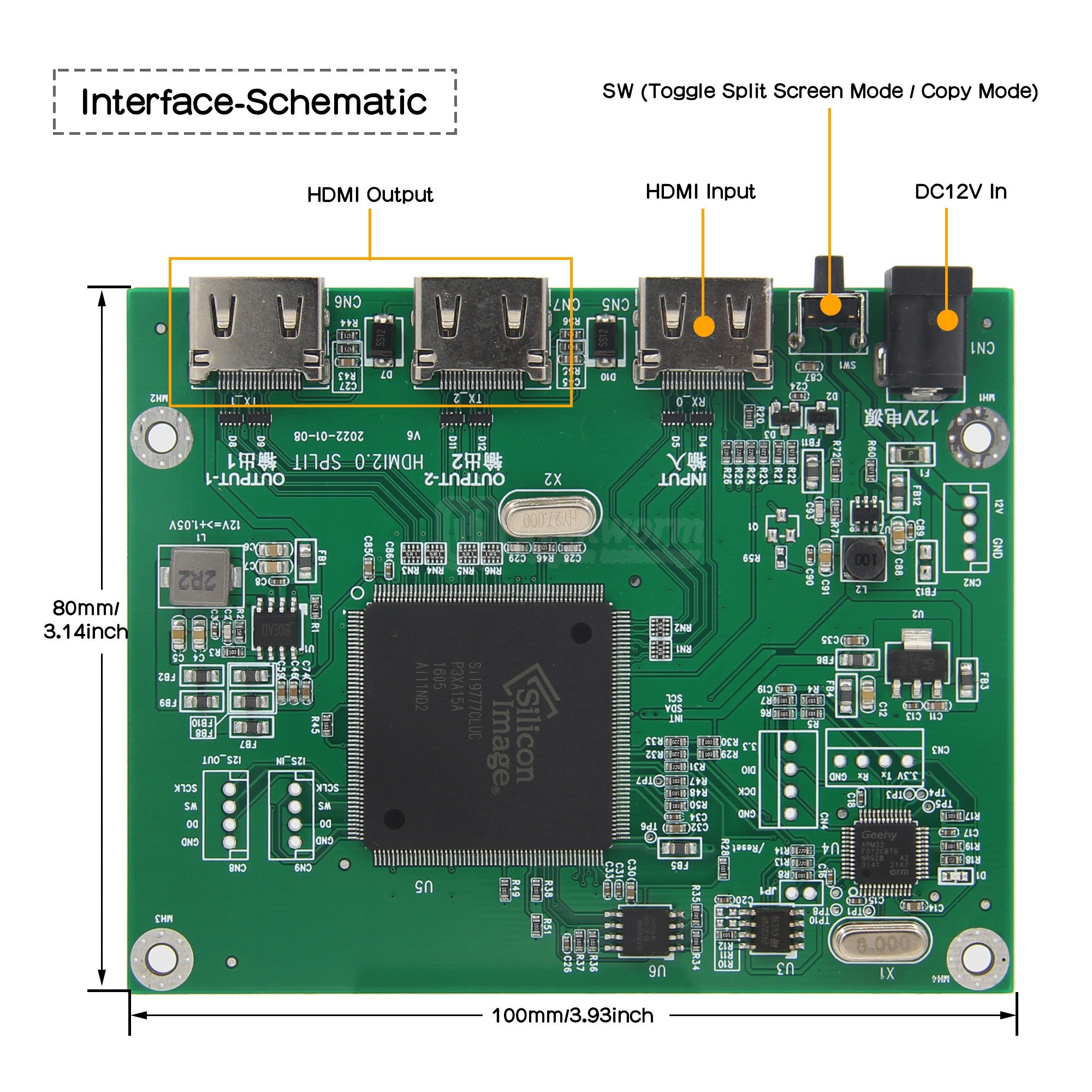 4K HDMI Screen Splitter 1 in 2 Out for Dual Monitors Duplicate/Left an ...