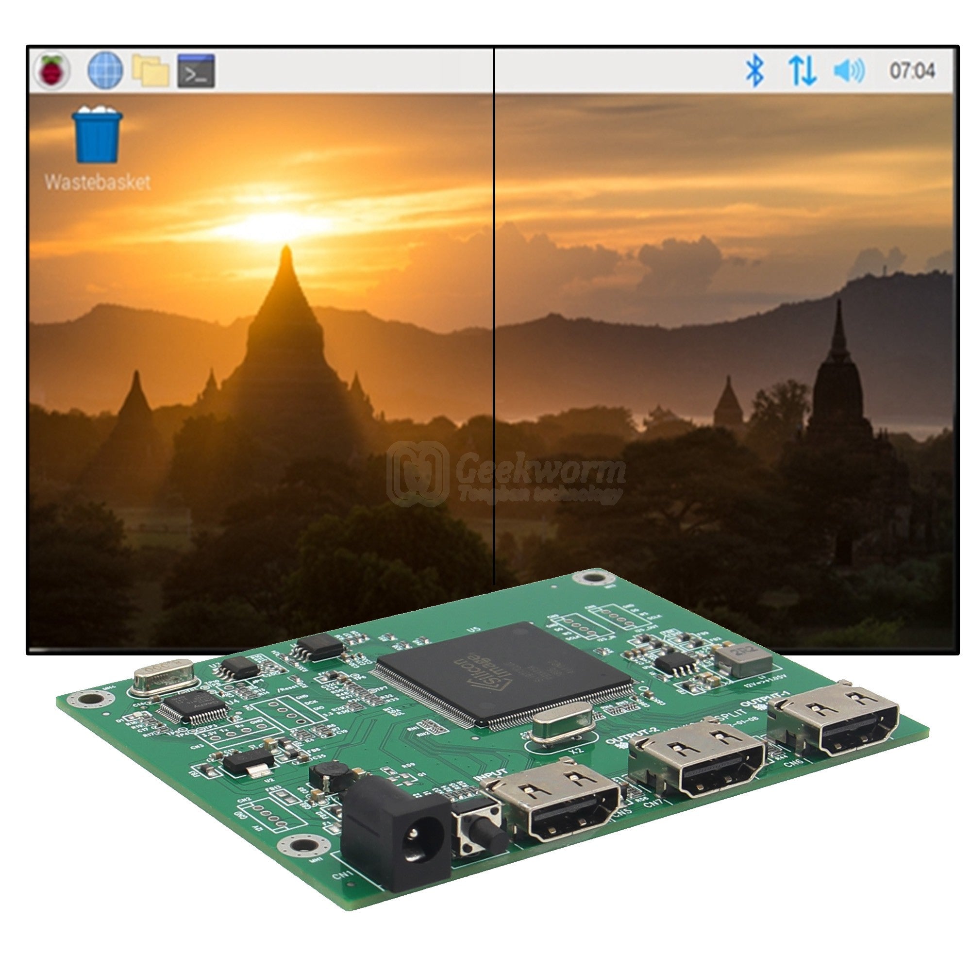 4K HDMI Screen Splitter 1 in 2 Out for Dual Monitors Duplicate/Left an ...