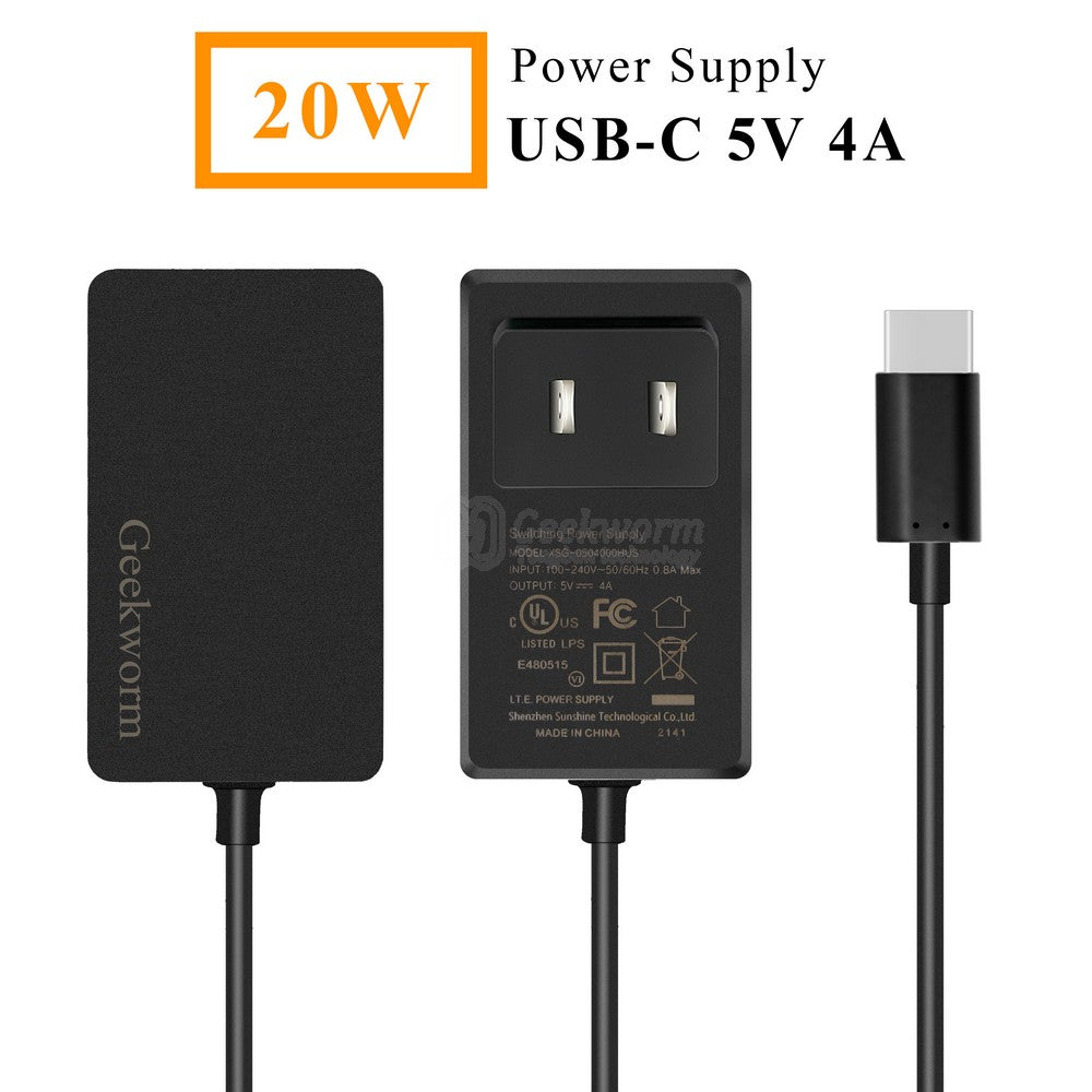 Raspberry Pi 4 20W 5V 4A Type-C Power Supply – Geekworm