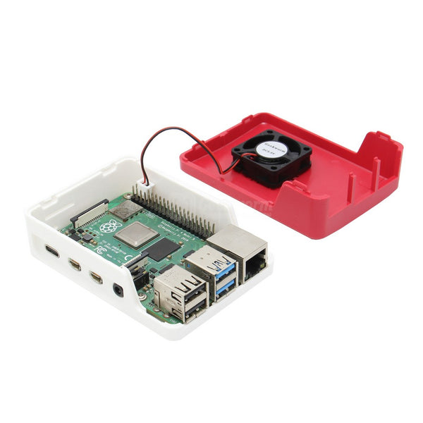 Raspberry Pi 4 Protective Red and White ABS Case (P233) – Geekworm