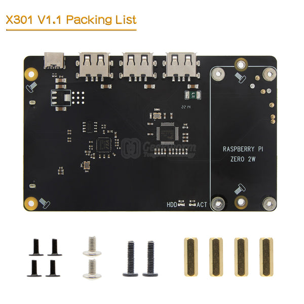 Geekworm X301 2.5" SATA HDD/SSD NAS Storage Expansion Board & USB HUB