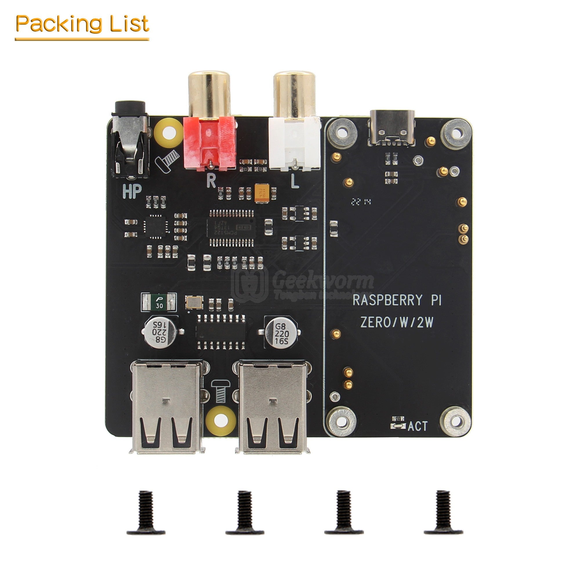 Geekworm X302 HiFi DAC HAT Expansion Board & USB HUB Compatible with R