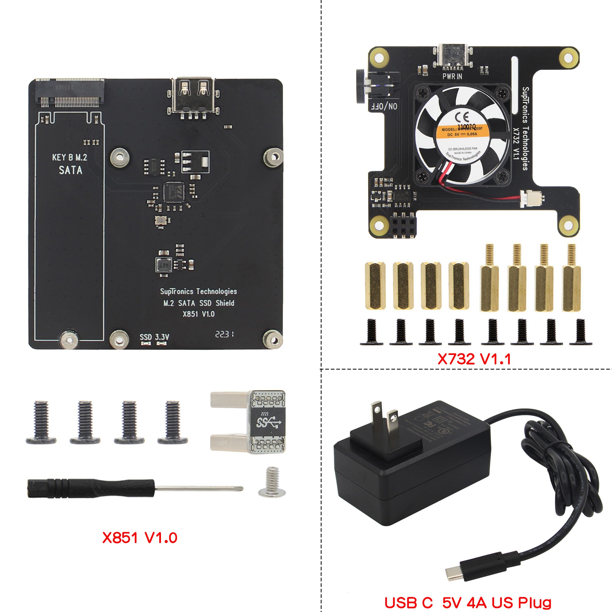 For Raspberry Pi 3B+/3B, X851 M.2 NGFF SATA SSD Storage Expansion Boar ...
