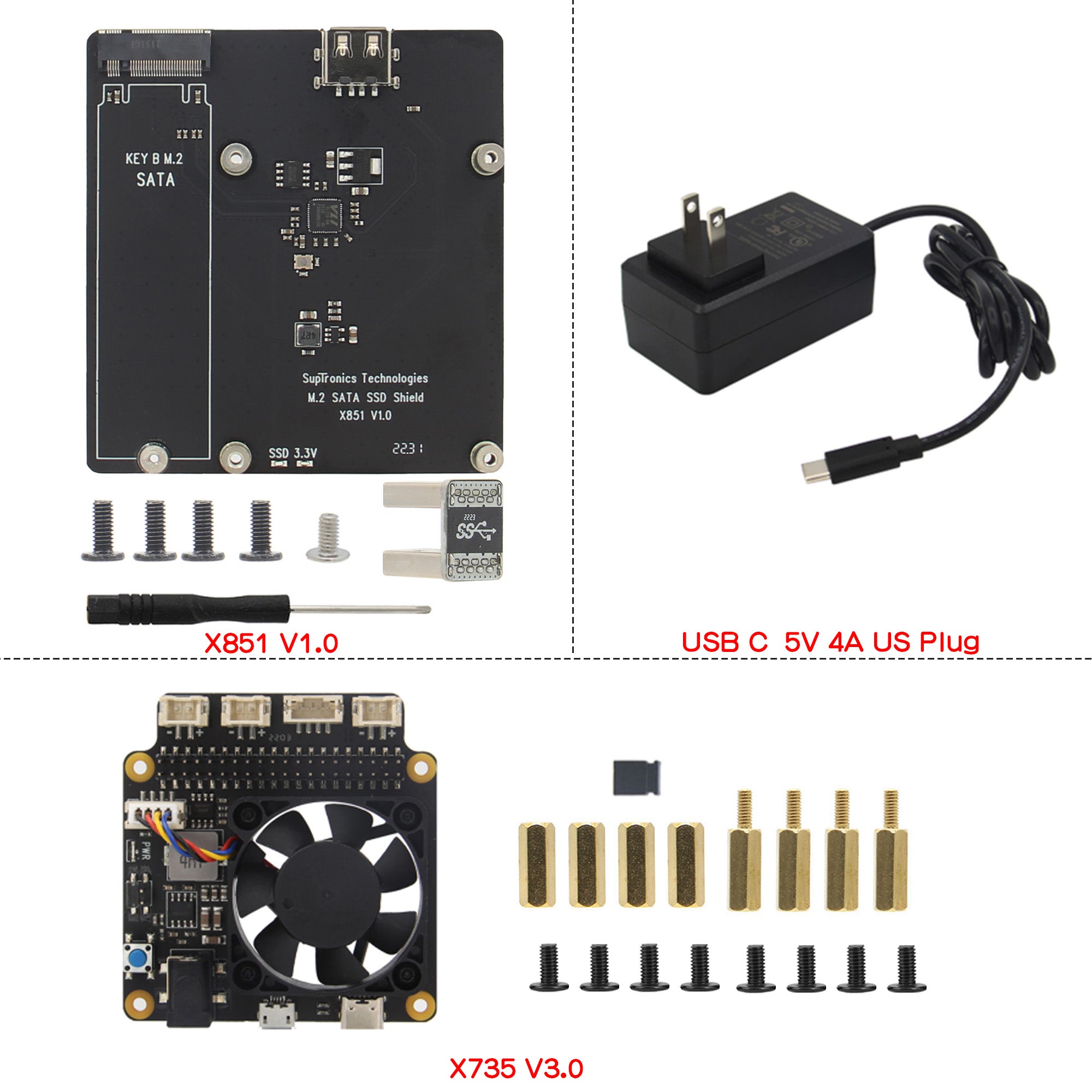 For Raspberry Pi 3B+/3B, X851 M.2 NGFF SATA SSD Storage Expansion Boar ...