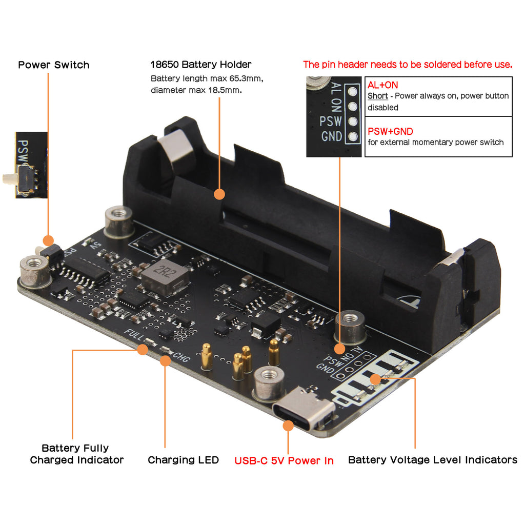 Geekworm X306 18650 UPS Expansion Board & USB HUB for Raspberry Pi Zer