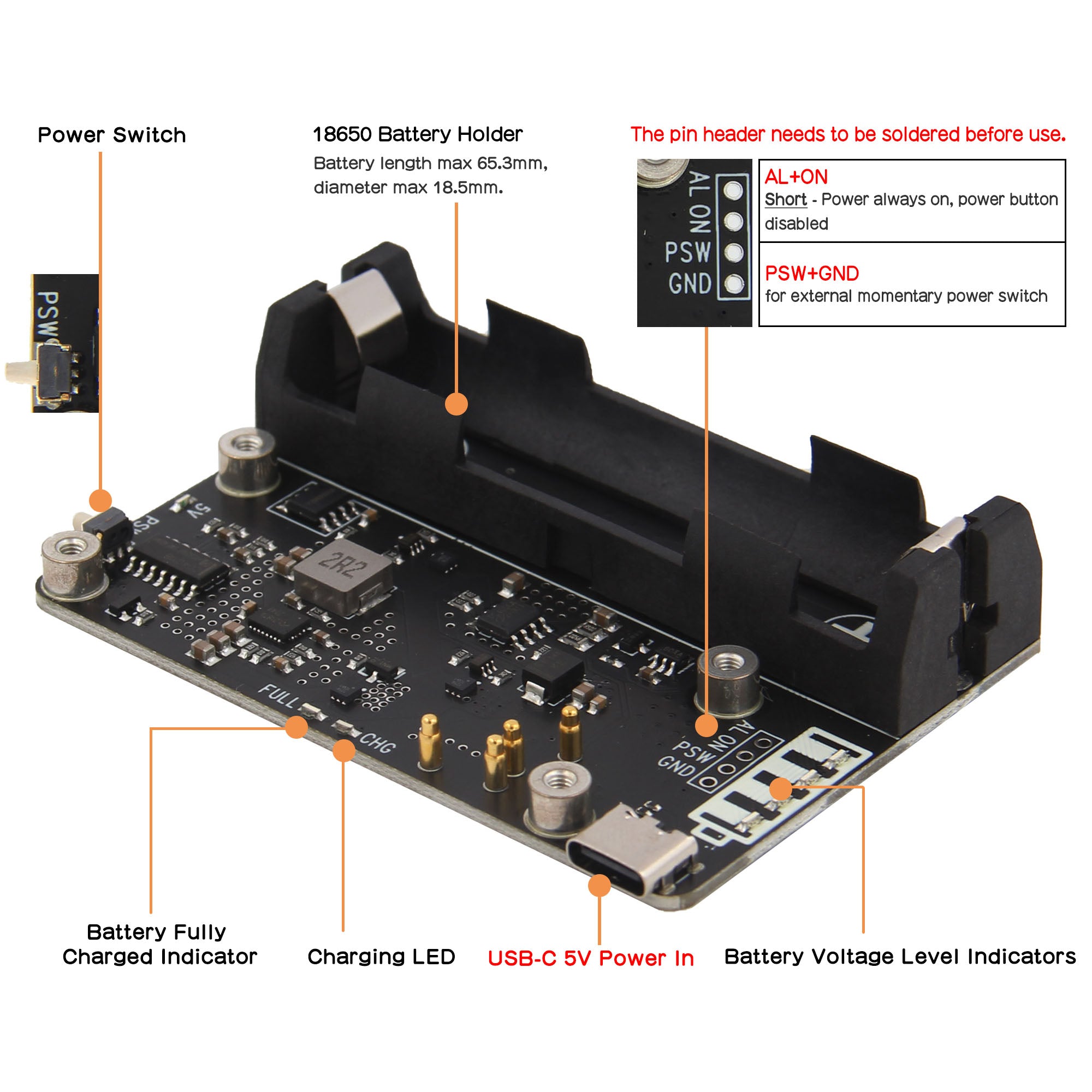 Geekworm X306 18650 UPS Expansion Board & USB HUB for Raspberry Pi Zer